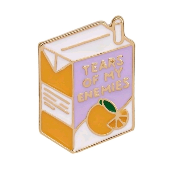 Old Orange Vintage | Jewelry | Tears Of My Enemies Orange Juice Box Pin ...
